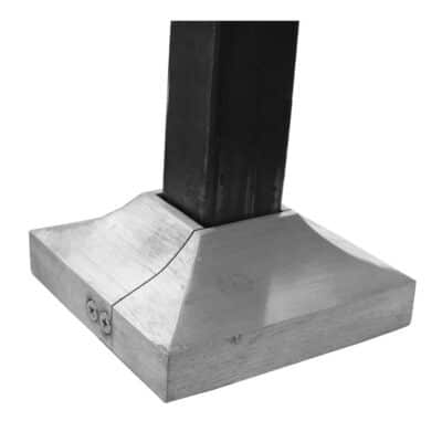 Two piece split shoe for covering railing post base plate, square ...