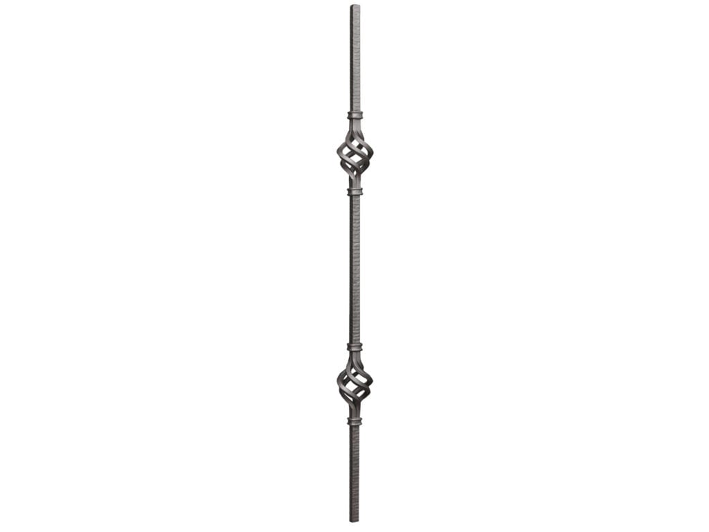 Double basket baluster with hammered texture, 15/32" sq. solid - 08-1 ...
