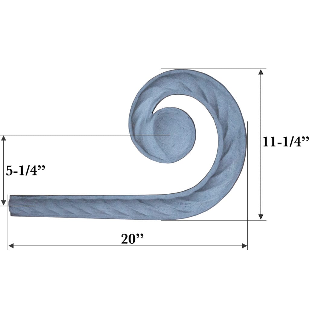 Hand forged twist lateral scroll, available in left and right ...