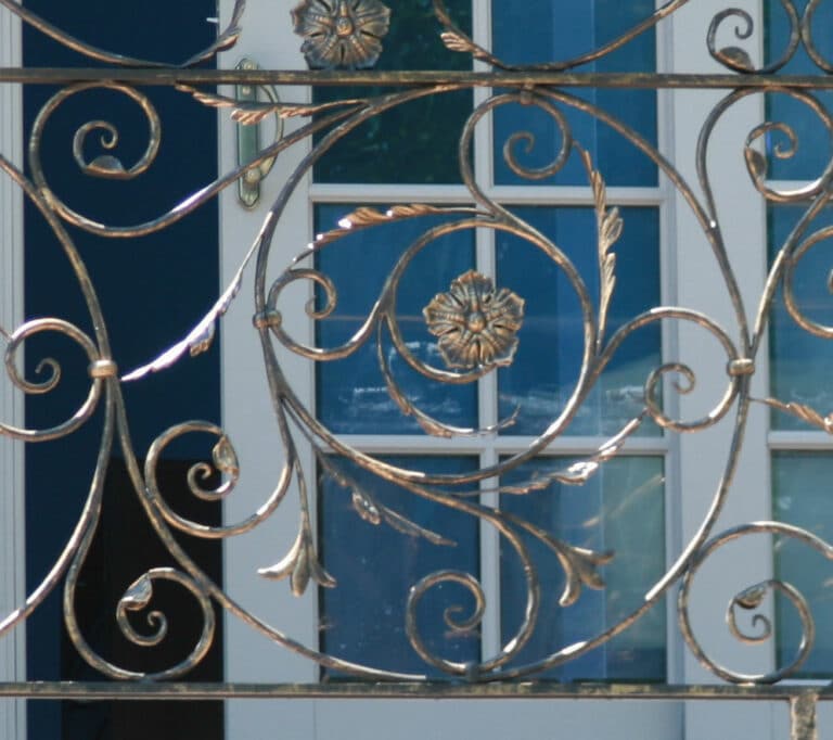 Ornamental Steel Balcony Railing with Flower & Leaf Inlays – D.J.A ...