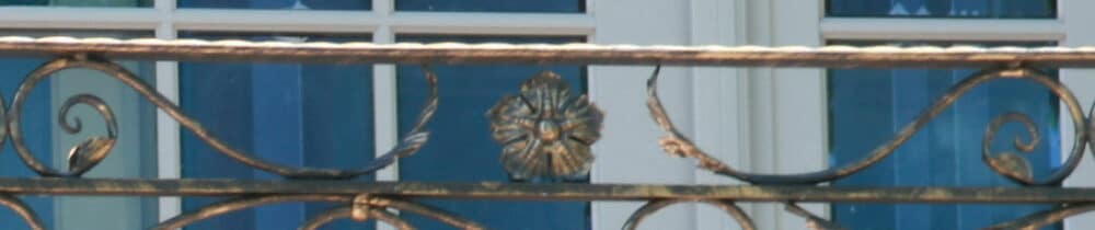 Ornamental Steel Balcony Railing with Flower & Leaf Inlays – D.J.A ...